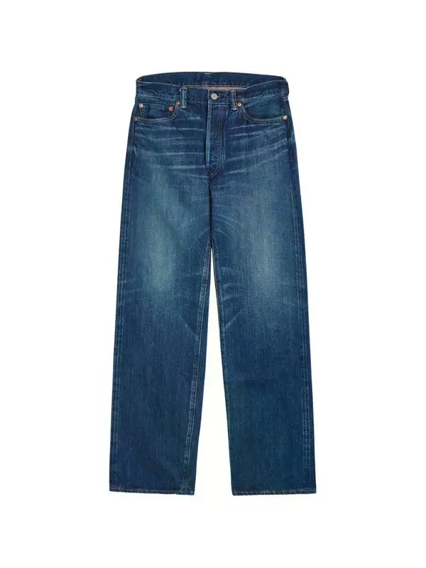 BLUE BLUE Washed-finish Whiskered Jeans