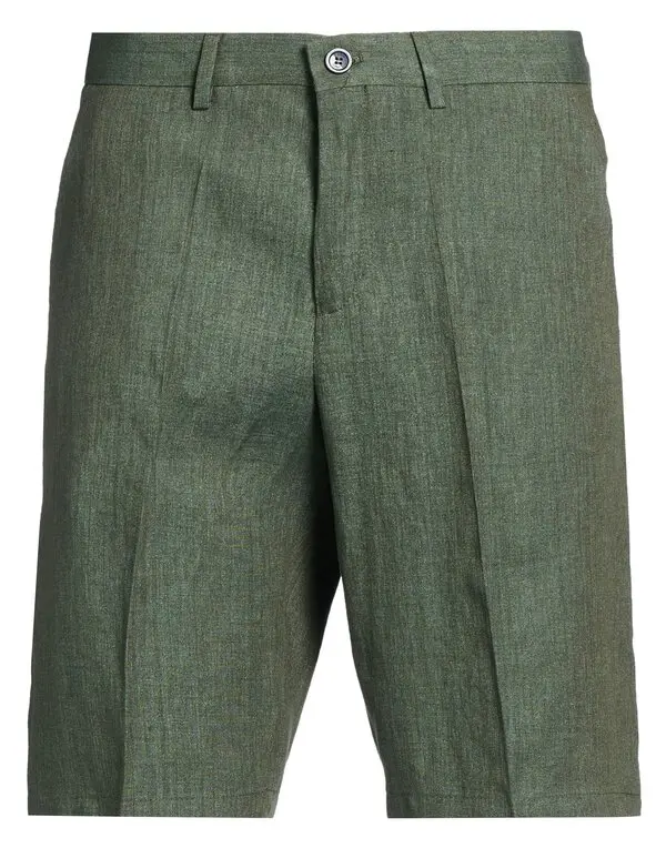 120% Lino Linen Casual Shorts - Green