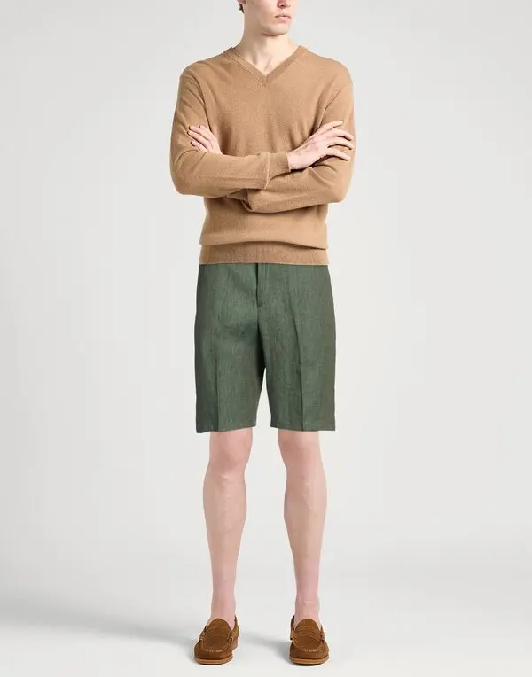 120% Lino Linen Casual Shorts - Green