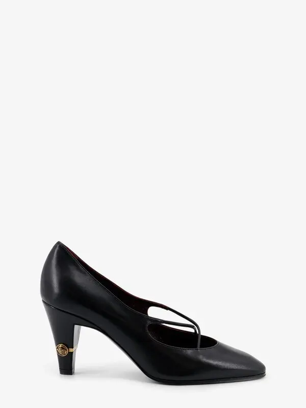 Versace Crisscross Medallion Leather Pumps - Black