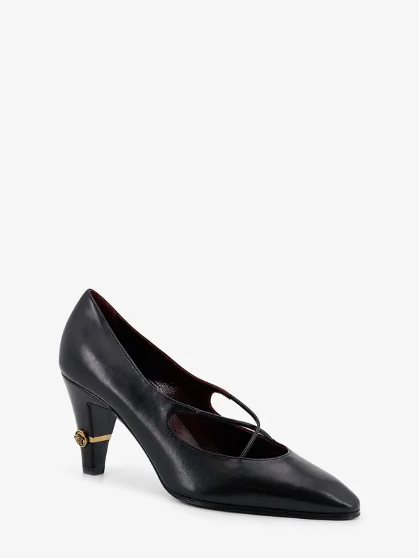 Versace Crisscross Medallion Leather Pumps - Black