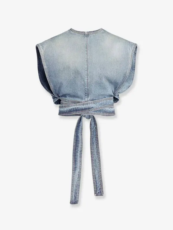 Alaïa Belted Denim Top - Blue