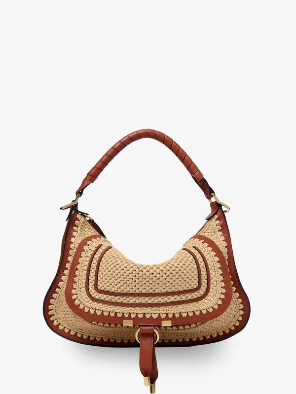 Chloé Marcie Raffia Shoulder Bag - Beige