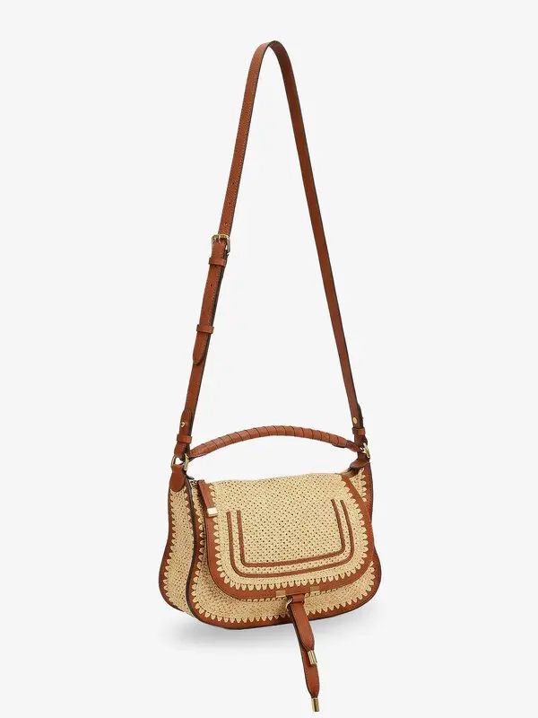 Chloé Marcie Raffia Shoulder Bag - Beige