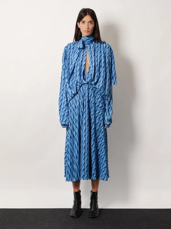 Balenciaga Printed Long Dress - Blue