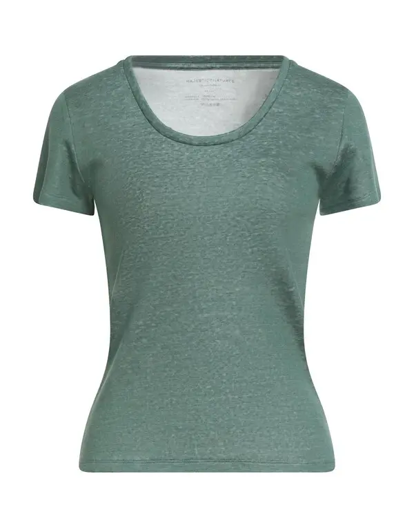 Majestic Filatures T-shirt In Linen And Organic Cotton - Green