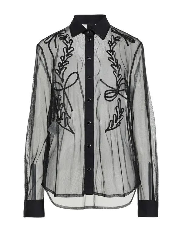 Pinko Tulle Shirt With Appliqués - Black