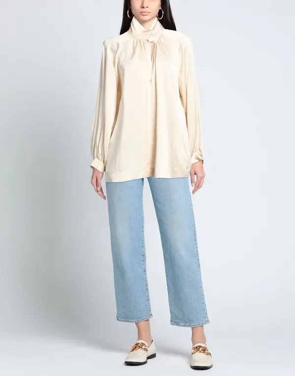 SEMICOUTURE Long Sleeve Turtleneck Top - White