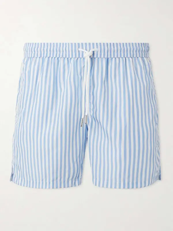 Thom Sweeney Striped Swim Shorts - Light Blue