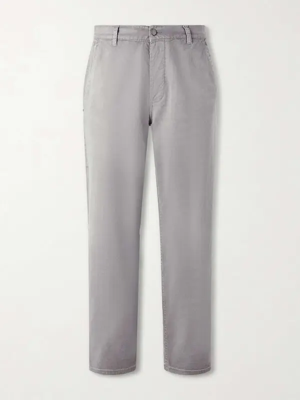 Aimé Leon Dore Painters Straight-leg Stretch-linen And Cotton-blend Trousers - Gray