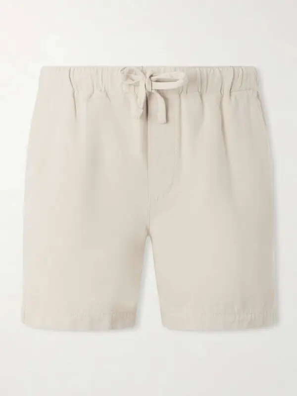 FRAME Straight-leg Cotton-canvas Drawstring Shorts - Beige