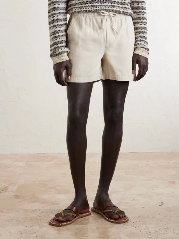 FRAME Straight-leg Cotton-canvas Drawstring Shorts - Neutrals