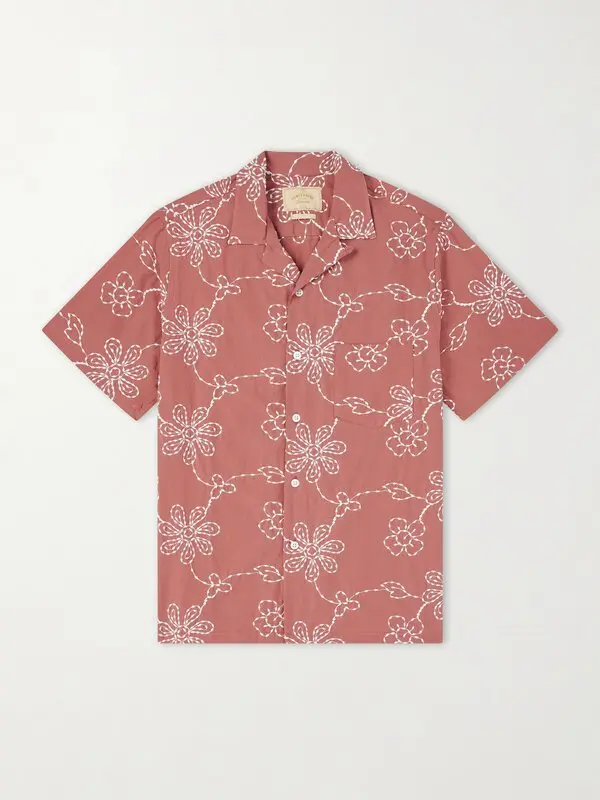 Portuguese Flannel Compota Embroidered Cotton-blend Shirt - Red