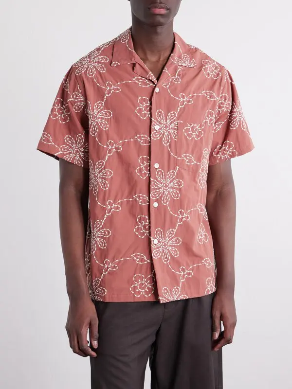 Portuguese Flannel Compota Embroidered Cotton-blend Shirt - Red