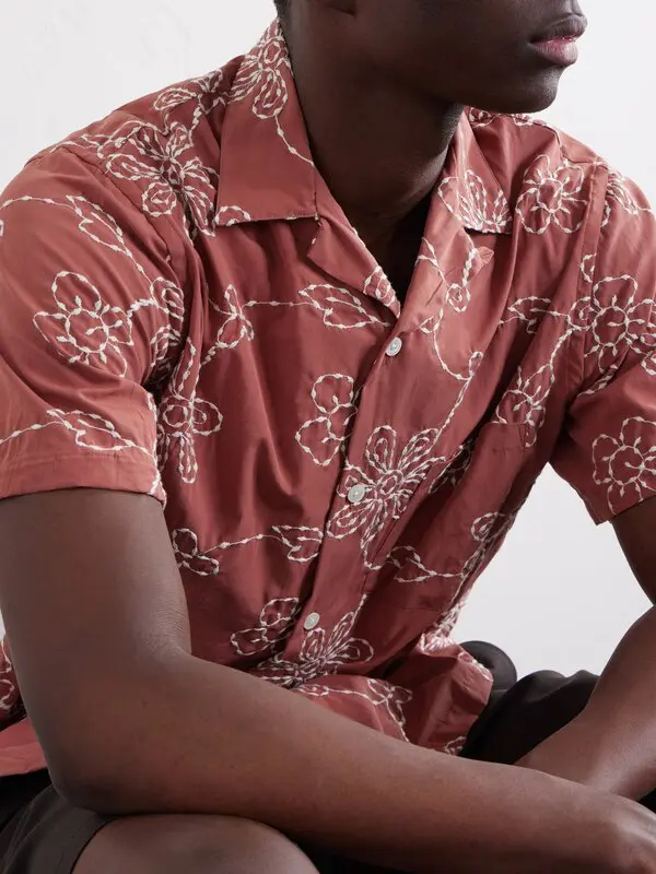 Portuguese Flannel Compota Embroidered Cotton-blend Shirt - Red