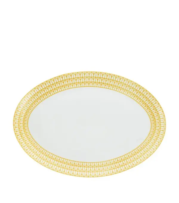 Christofle Porcelain Malmaison Riviera Oval Platter - Yellow