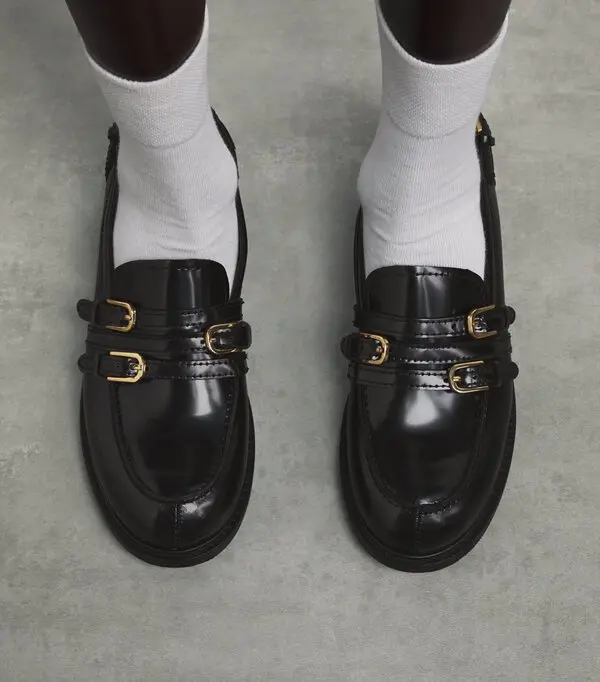 Sandro Leather Buckled Loafers