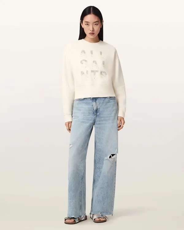 ALLSAINTS Stacks Separo Embellished Sweatshirt - White