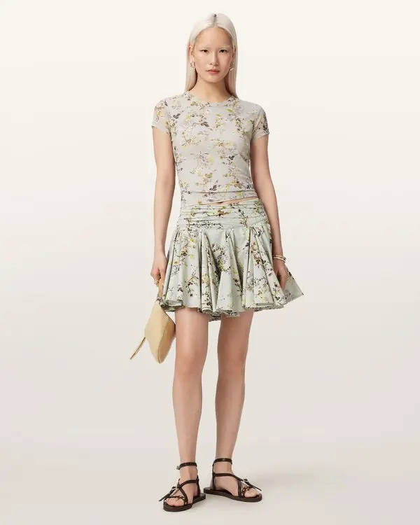 ALLSAINTS Tulip Floral Voluminous Mini Skirt - Green
