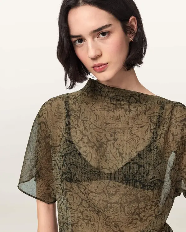 ALLSAINTS Sali Cropped Mesh Top