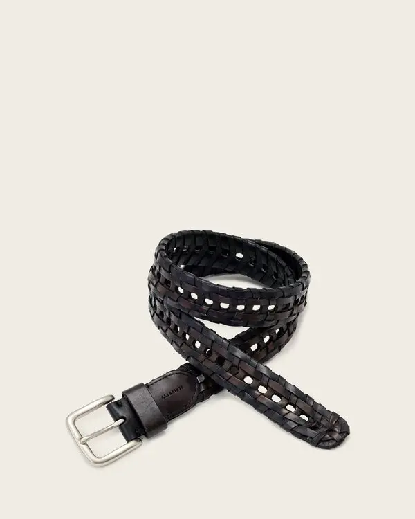 ALLSAINTS Mac Woven Leather Belt - Black
