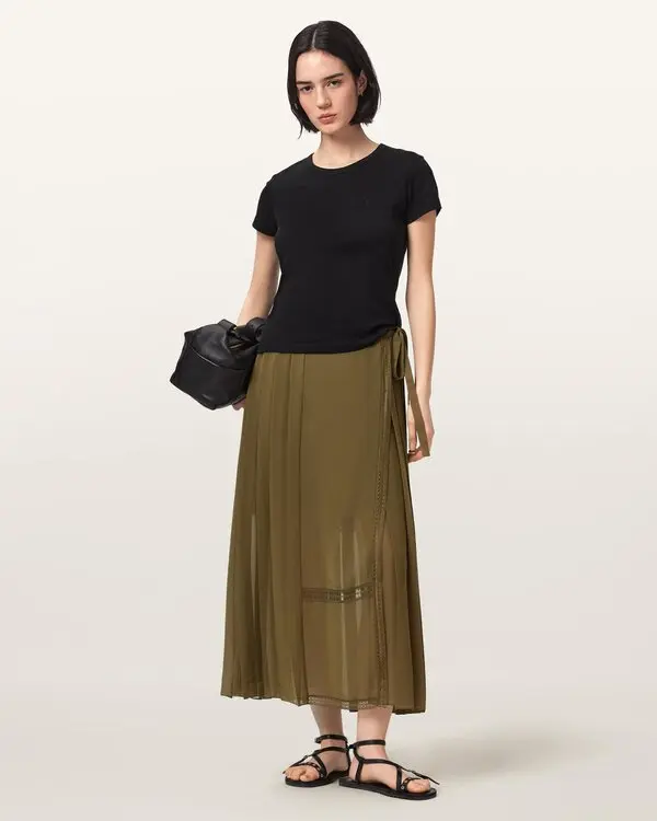 ALLSAINTS Clover Wrap Maxi Skirt - Green