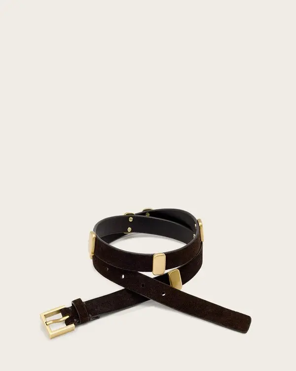 ALLSAINTS Esta Suede Belt - Brown