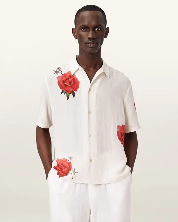 ALLSAINTS Fleur Fazed Boxy Short Sleeve Shirt - Ecru