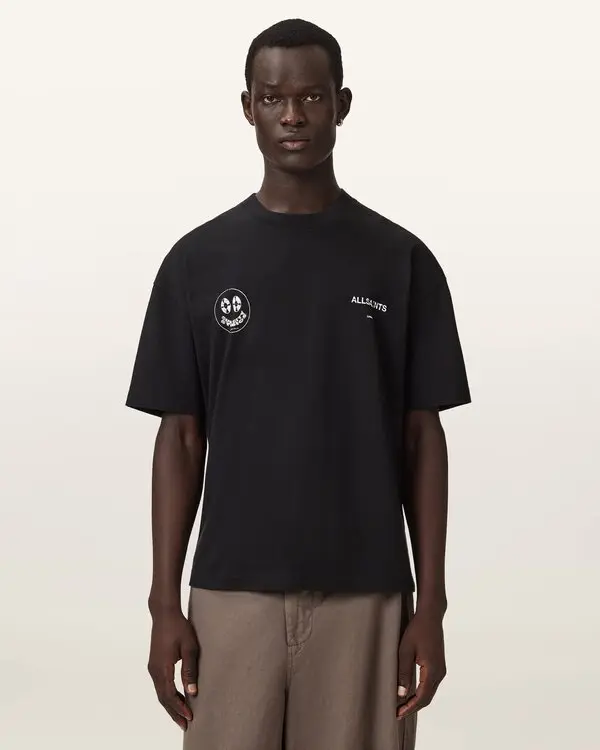 ALLSAINTS Spinner Oversized Short Sleeve Graphic T-shirt - Black