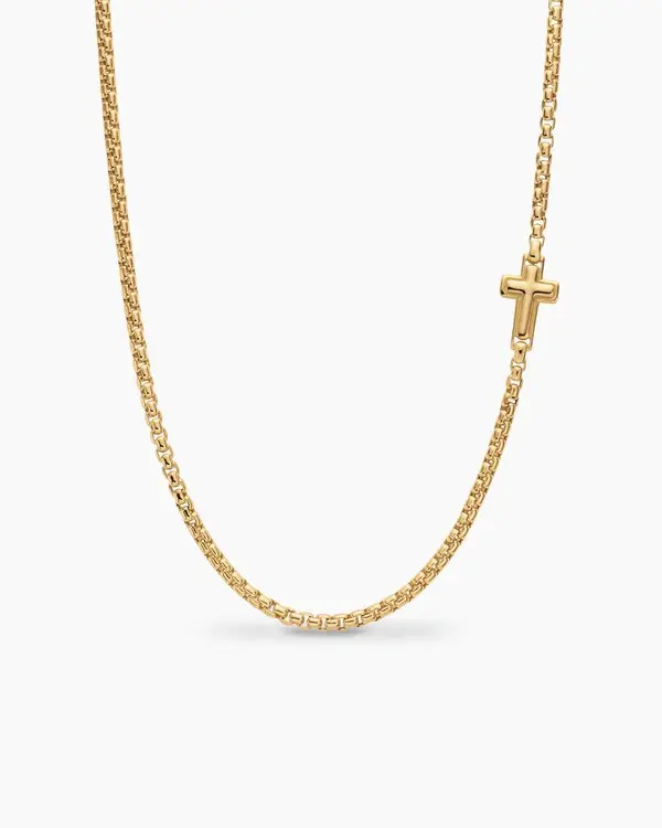 David Yurman 18k Yellow Gold Cross Station Chain Necklace - All 18k Yellow Gold