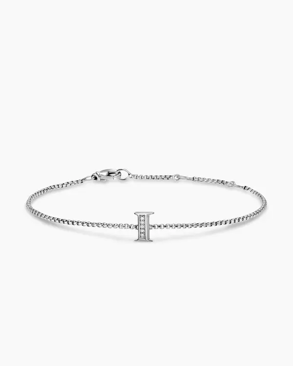 David Yurman Petite Initial Diamond Bracelet - All Sterling Silver