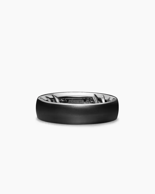 David Yurman Streamline Band Ring In With Black Diamonds - Black Titanium