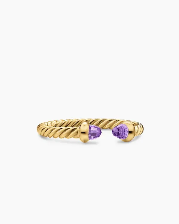 David Yurman 18k Yellow Gold Cablespira® Flex Open Ring With - Amethyst