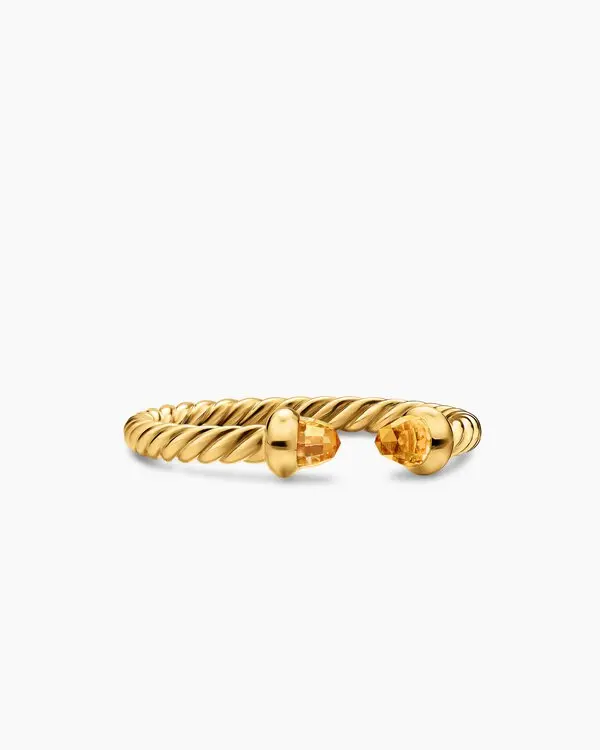 David Yurman 18k Yellow Gold Cablespira® Flex Open Ring With - Citrine