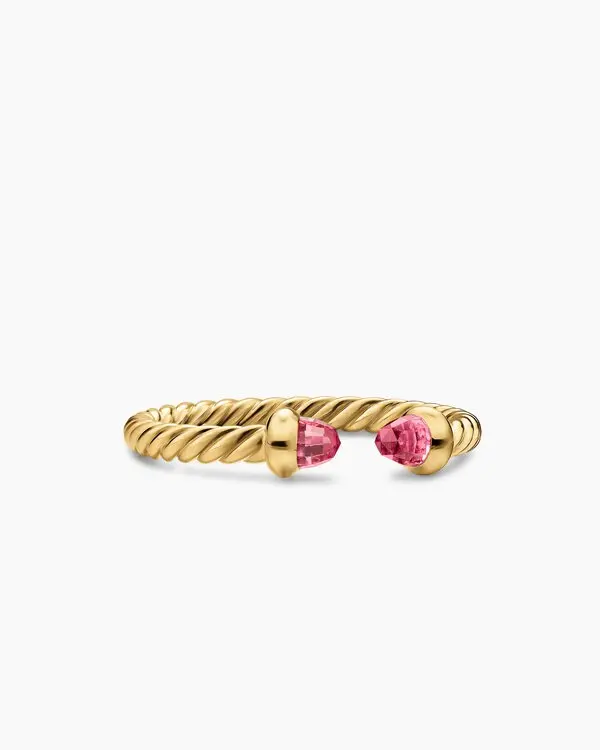 David Yurman 18k Yellow Gold Cablespira® Flex Open Ring With - Pink Tourmaline