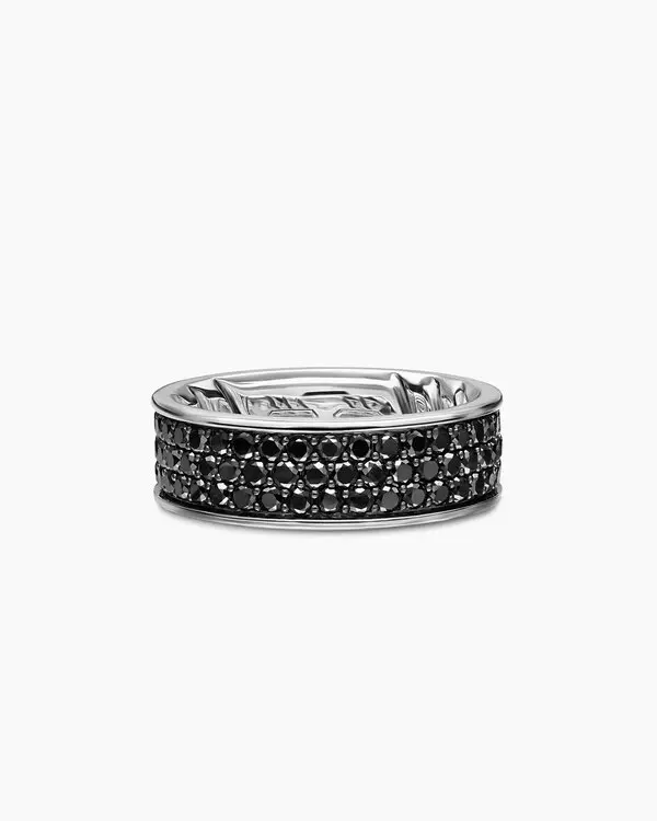 David Yurman Streamline Band Ring In Sterling Silver With Black Diamonds - Black Diamond