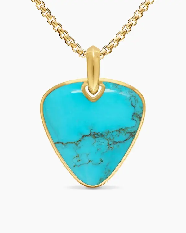David Yurman Streamline® Pick Amulet In 18k Yellow Gold With - Turquoise Matrix Kingman