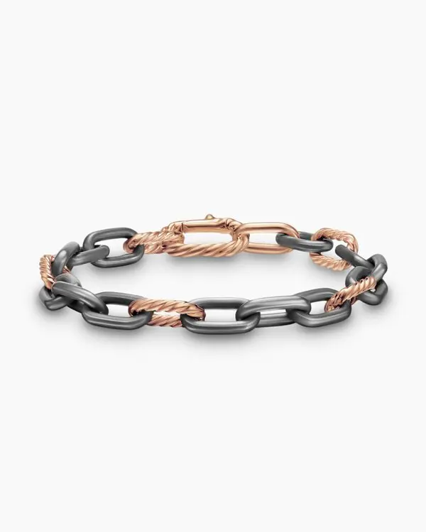 David Yurman Dy Madison® Chain Bracelet - Titanium W 18k Rose Gold