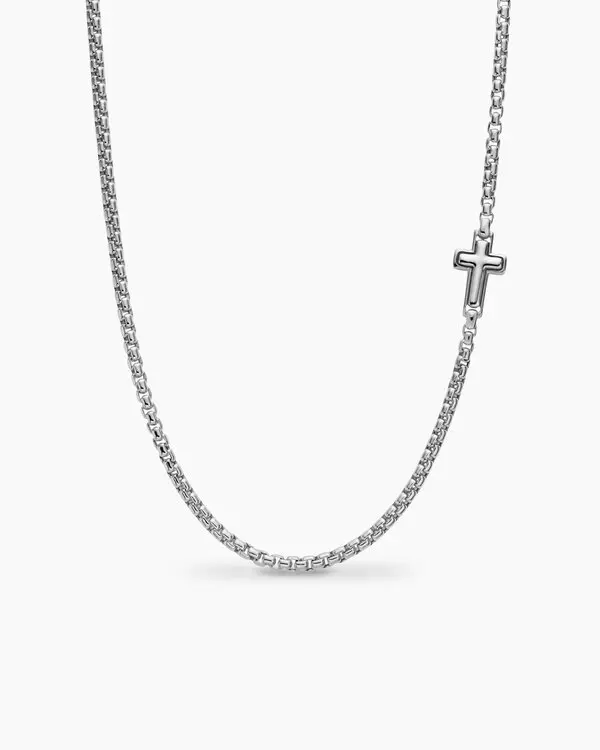 David Yurman Sterling Silver Cross Station Necklace - All Sterling Silver