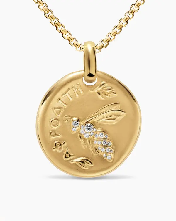 David Yurman Aphrodite Medallion Amulet In 18k Yellow Gold With Diamonds - Diamond