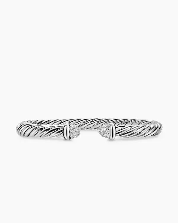 David Yurman Cable Flex Bracelet In Sterling Silver With Pavé Domes - Diamond