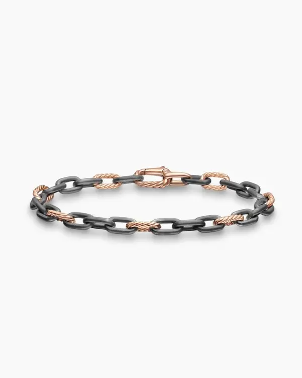 David Yurman Dy Madison Chain Bracelet - Titanium W 18k Rose Gold