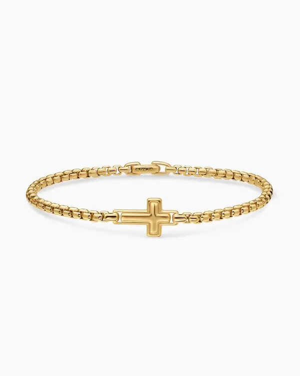 David Yurman 18k Yellow Gold Cross Station Chain Bracelet - All 18k Yellow Gold