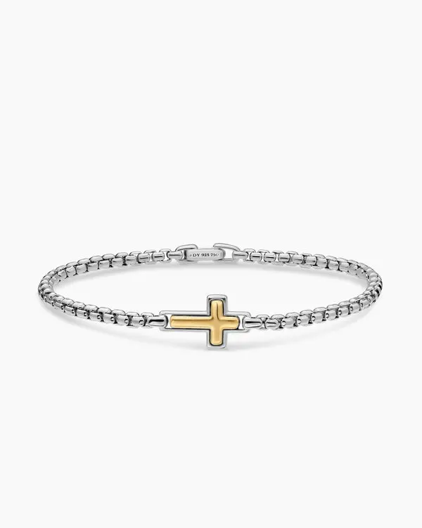 David Yurman Sterling Silver And 14k Yellow Gold Cross Bracelet - Sterling Silver/14k Yellow Gold