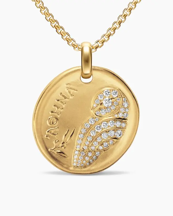 David Yurman Athena Medallion Amulet In 18k Yellow Gold With Diamonds - Diamond