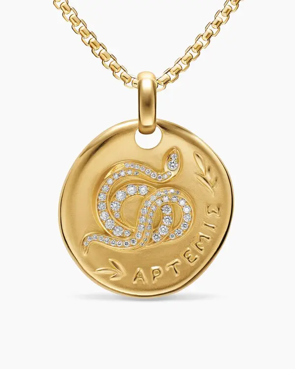 David Yurman Artemis Medallion Amulet In 18k Yellow Gold With Diamonds - Diamond
