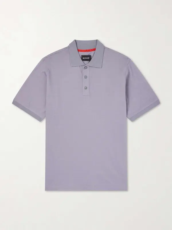 Kiton Piqué-cotton Polo Shirt - Purple