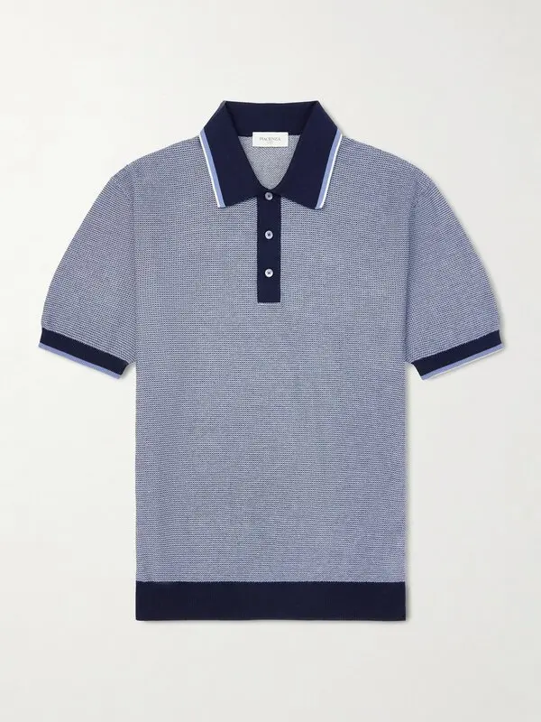 PIACENZA CASHMERE 1733 Honeycomb-knit Cotton Polo Shirt