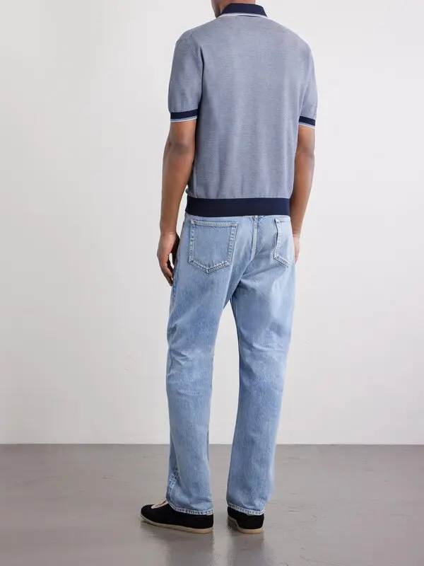 PIACENZA CASHMERE 1733 Honeycomb-knit Cotton Polo Shirt