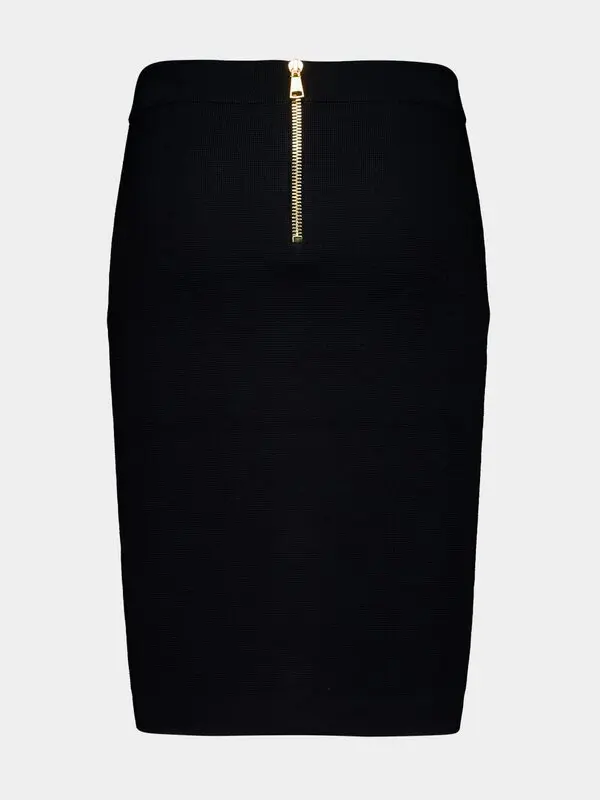 Balmain Compact Viscose Knit Midi Skirt With Gold Buttons